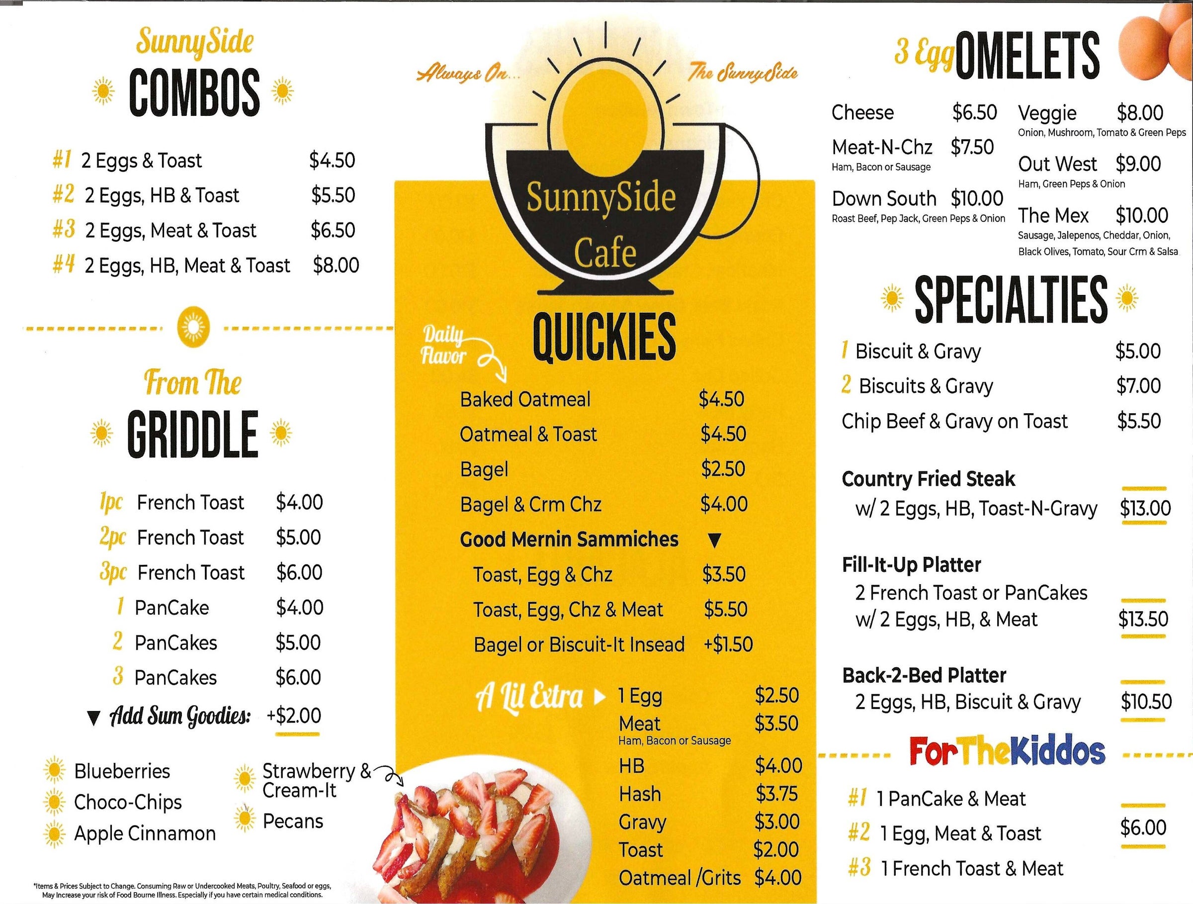Take a look at our NEW MENU! | SunnySide Cafe